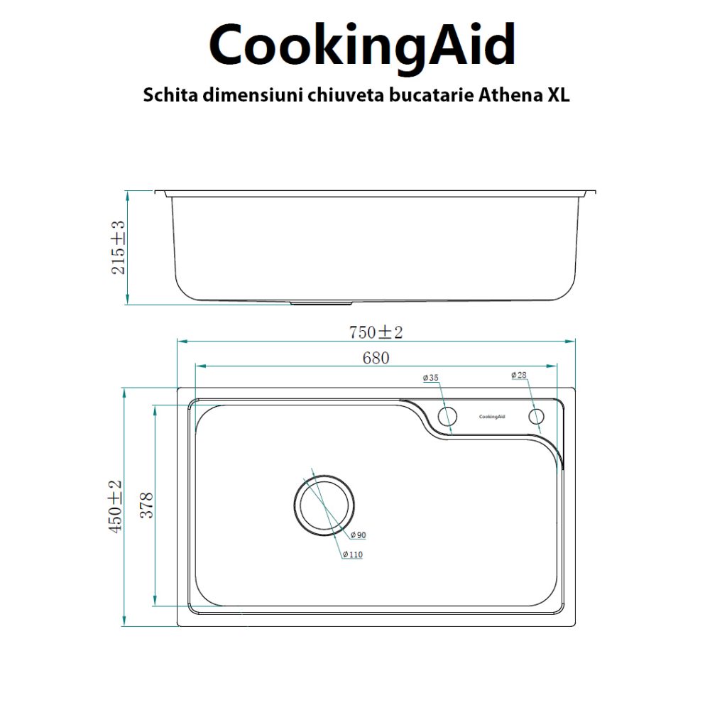 Chiuveta bucatarie inox CookingAid ATHENA XL cu accesorii montaj ...