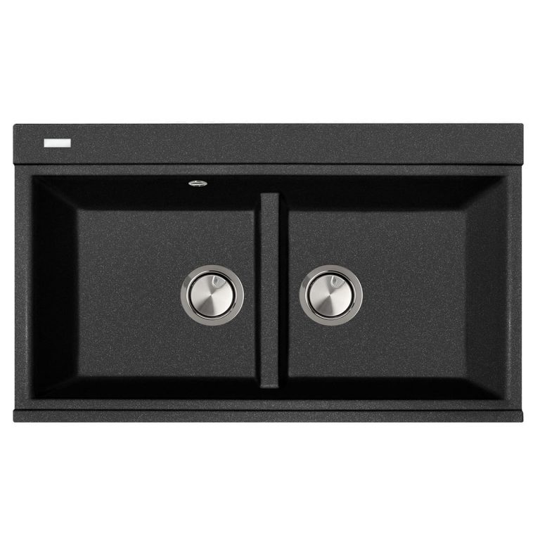 Set complet Chiuveta bucatarie granit dubla cu 2 cuve CookingAid Kinga ...