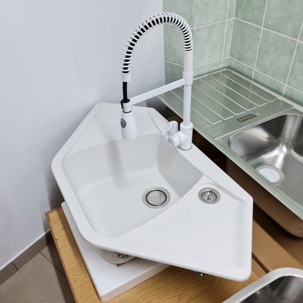 Chiuveta bucatarie granit de colt tesit sau blat liniar CookingAid ...